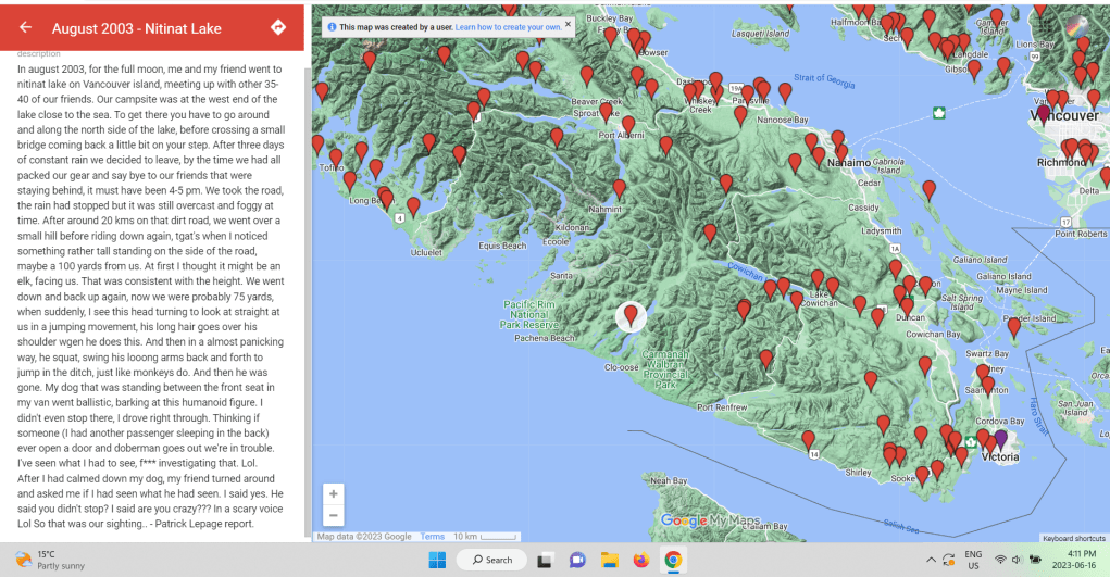 Map of sightings for BC, Yukon and NWT – Sasquatch Close Encounter ...